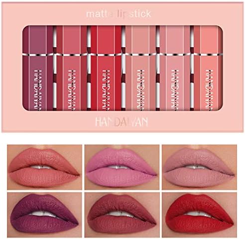 Matte Lipstick Set 6 Colors Matte Lip Gloss Waterproof Long Lasting ...