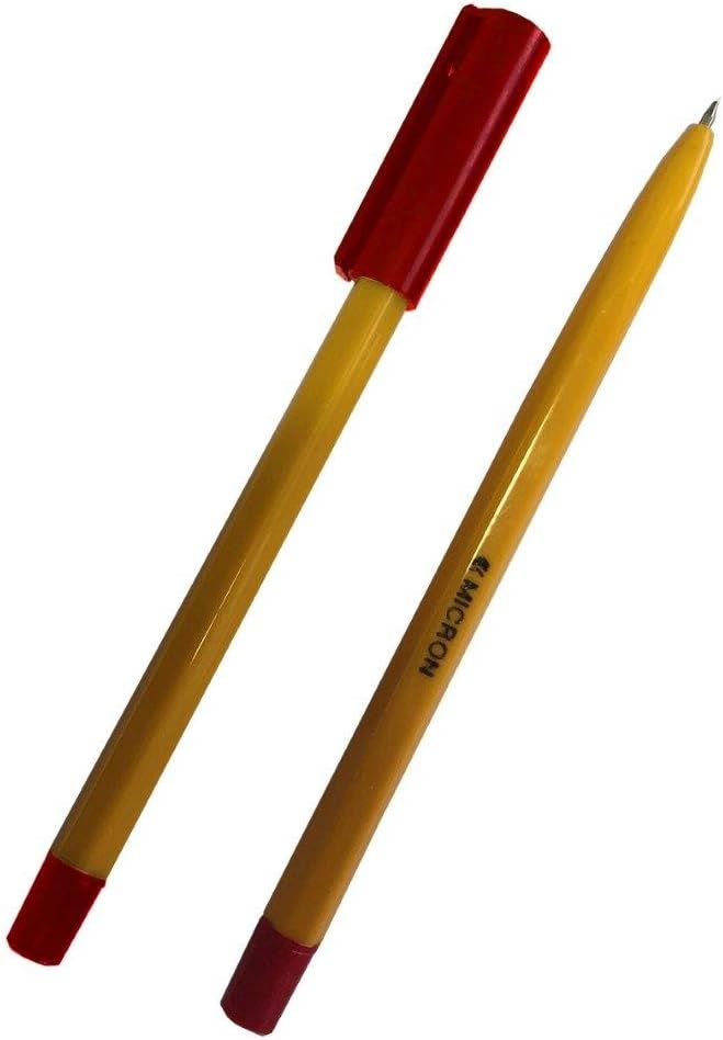 10x RED MICRON FINE BALLPOINT PENS. FINE POINT RED BIROS: Amazon.co.uk ...
