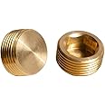 Amazon.com: Quickun 1/2" npt Hex Plug Brass Pipe Fitting, Internal Hex Thread Socket Plug (Pack ...