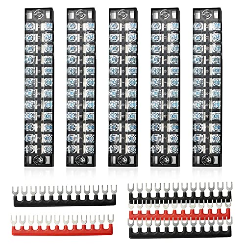 FIXITOK Terminal Strip Blocks, 5 Sets 12 Positions 600V 15A Waterproof ...