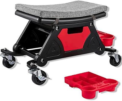 Spnor Mechanic Stool 135KG Capacity Garage Stool with Wheels, Heavy ...