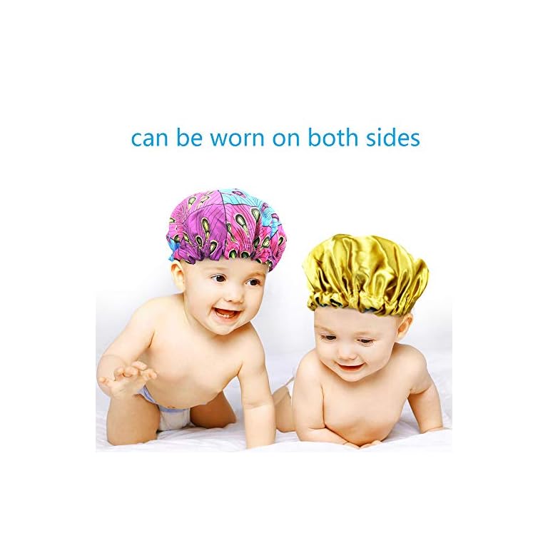 3 Pieces Kids Satin Bonnet Night Sleep Caps, Adjustable Double Layer ...