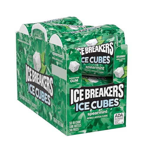 ICE BREAKERS Ice Cubes Spearmint Sugar Free Chewing Gum Bottles, 3.24 ...