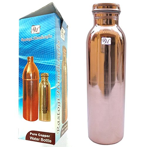 Rastogi Handicrafts Copper water bottle joint free leak proof 900 ml ...