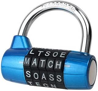5 dial Combination Padlock, Black 5 Letter Lock Password Lock Large Gym ...