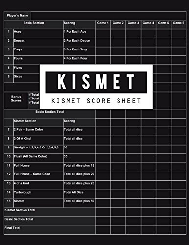 Kismet Score Sheet: Kismet Scoring Game Record Level Keeper Book ...