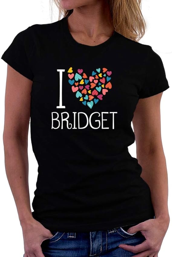 Amazon.com: Teeburon I Love Bridget Colorful Hearts Women T-Shirt: Clothing