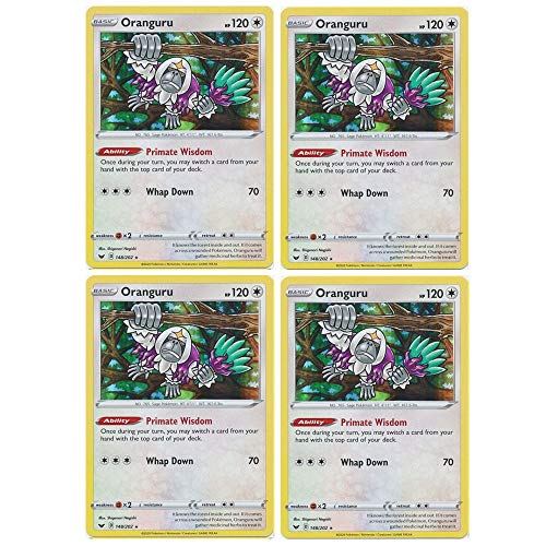 Pokemon Card - Oranguru - Sword and Shield Base - x4 Card Lot Playset ...