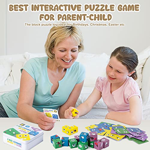 Wooden Face Changing Magic Cube Building Blocks Game Matching ...