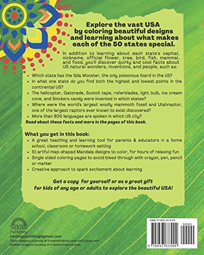 50 States of the USA Mandala Coloring Book: With Fun Facts for Each ...