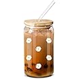 Amazon.com | NewEleven Gifts Cute Glass Coffee Cups With Lids And Straw ...