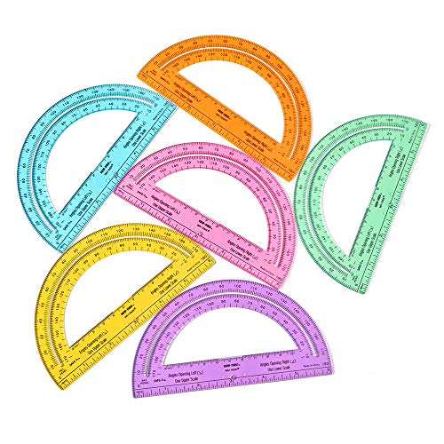 hand2mind Safe-T Protractor for Kids Math, Flat 180 Degree Protractors ...