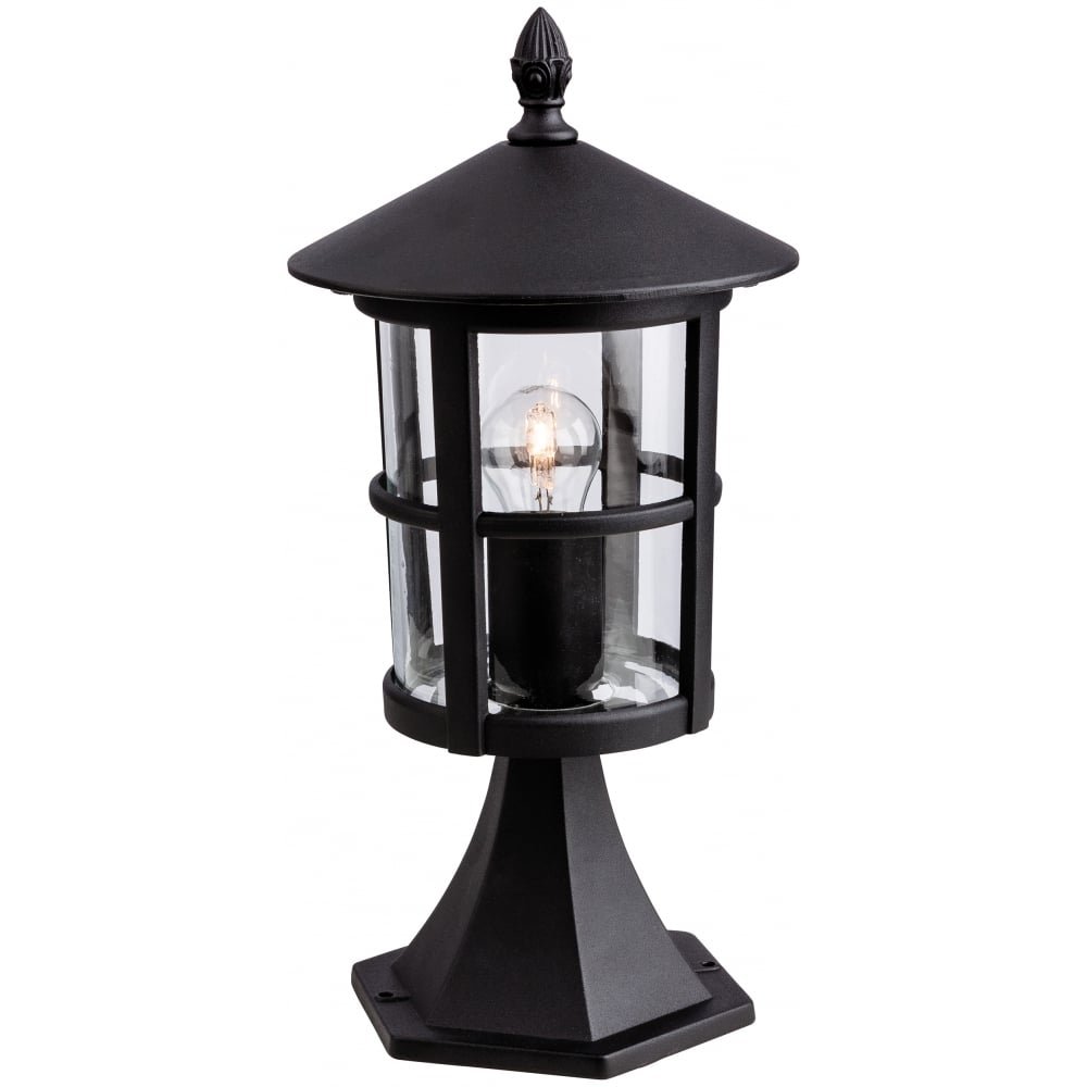 Traditional Black Pillar Top lantern, pillar top light, 1 Bulb, Outdoor ...