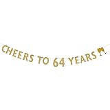 Amazon.com: Sarahship Gold Glitter When I'm 64 Cake Topper-Cheers to 64 ...