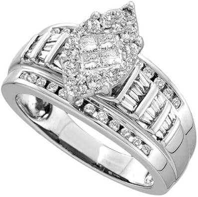 14K White Gold Illusion Setting Marquise Shape Center with Side Stones ...