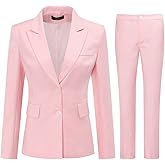 Amazon.com: Kelyaa Women's 2 Piece Suit Notched Lapel One Button Slim Fit Business Office Work ...