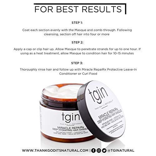 tgin Miracle RepaiRx Deep Hydrating Hair Mask for Curly, Coily and Wavy ...