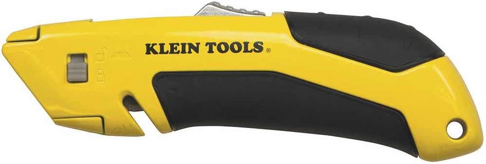 KLEIN TOOLS Utility Knife, Self-Retracting, Rubber Handle for No-Slip ...
