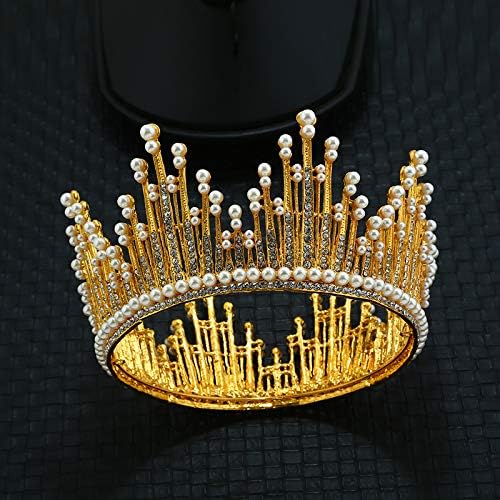DENGLEI Braut Krone Kopfschmuck Barock Full Circle Exquisite Perle ...
