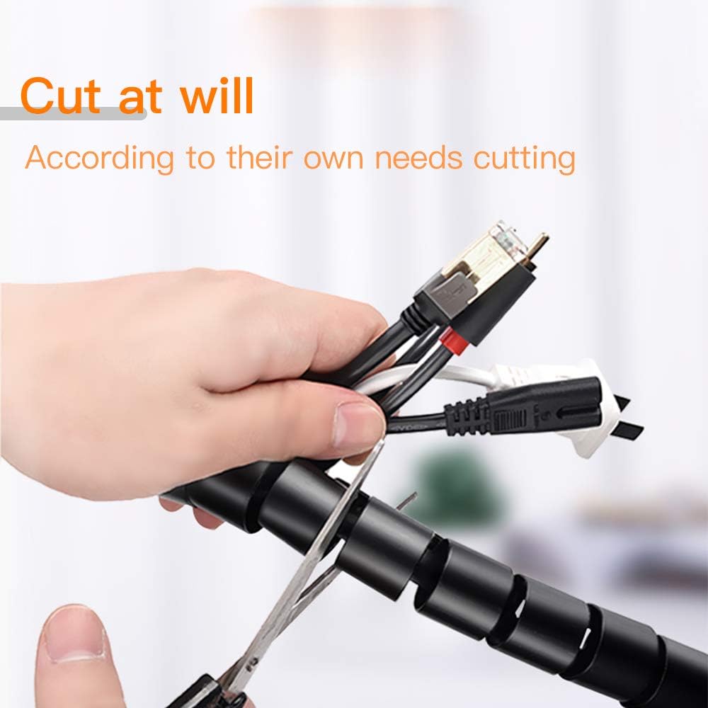 FUJIE 16mm x 2m Black Cable Tidy Wrap Cable Management System Cutable ...