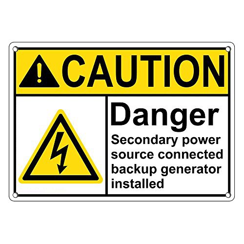 Amazon.com: Weatherproof Plastic ANSI Caution Danger Secondary Power ...