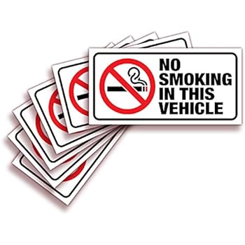 Amazon.com: No Smoking in Vehicle Small Sticker Sign 3.25 X 5.25 In ...