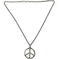 Amazon.com: Treasure Gurus Large Silver Peace Sign Pendant Necklace 70 ...