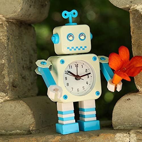 LTOOD Metal robot alarm clock with night light alarm clock mute home ...