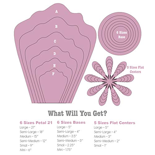 6 Sizes Large Paper Flower Template Petal 21 | DIY Flower Templates ...