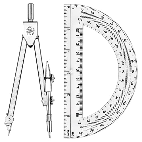 Student Geometry Math Set Drawing Compass and 6 Inch Plastic Clear ...