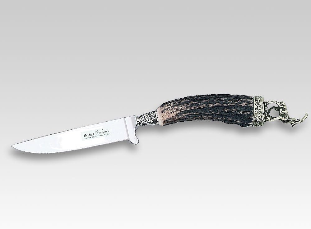 LINDER Trachtenmesser, rostfrei poliert, Hirschhorn, Steinbock, 10cm ...