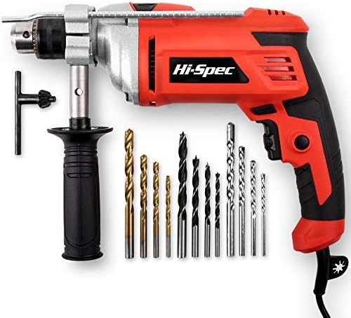 Hi-Spec 900W Corded Hammer Drill Kit – 13mm Chuck, Variable Speed, 12pc ...