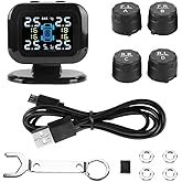Amazon.com: Tire Pressure Monitoring System Wireless Solar Power and USB Charger Monitor ...