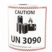 Amazon.com : UN 3090 Lithium Battery Handling Labels LV-UN3090 : Office ...