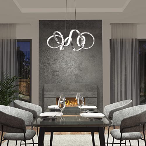 Artika Swirl Ribbon 30W LED Pendant Light Fixture, Chrome Finish Ideal ...