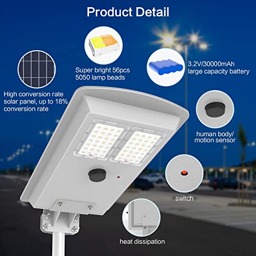 TENKOO Solar Street Lights Outdoor IP65 Motion Sensor Led Parking Lot Lighting Dusk To Dawn ...