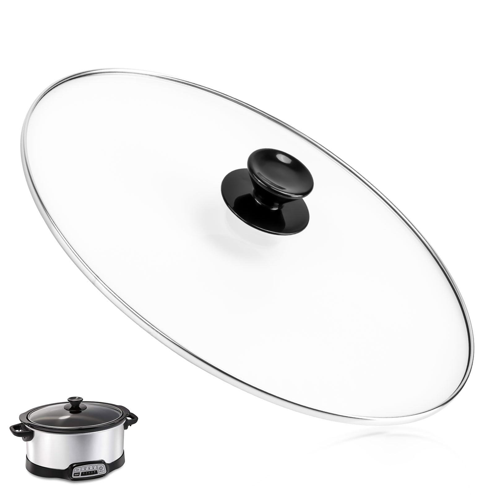 Oval Glass Lid 7 Quart Fits for Hamilton Beach Slow Cooker Lid & Rival ...
