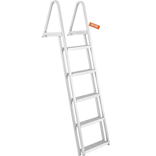 VEVOR Removable Dock Ladder 5 Steps, 350 lbs Load Capacity, Pontoon ...