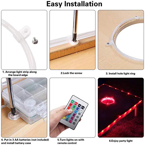 Cornhole Lights, RGB 16 Colors Change LED Cornhole Board Lights for ...