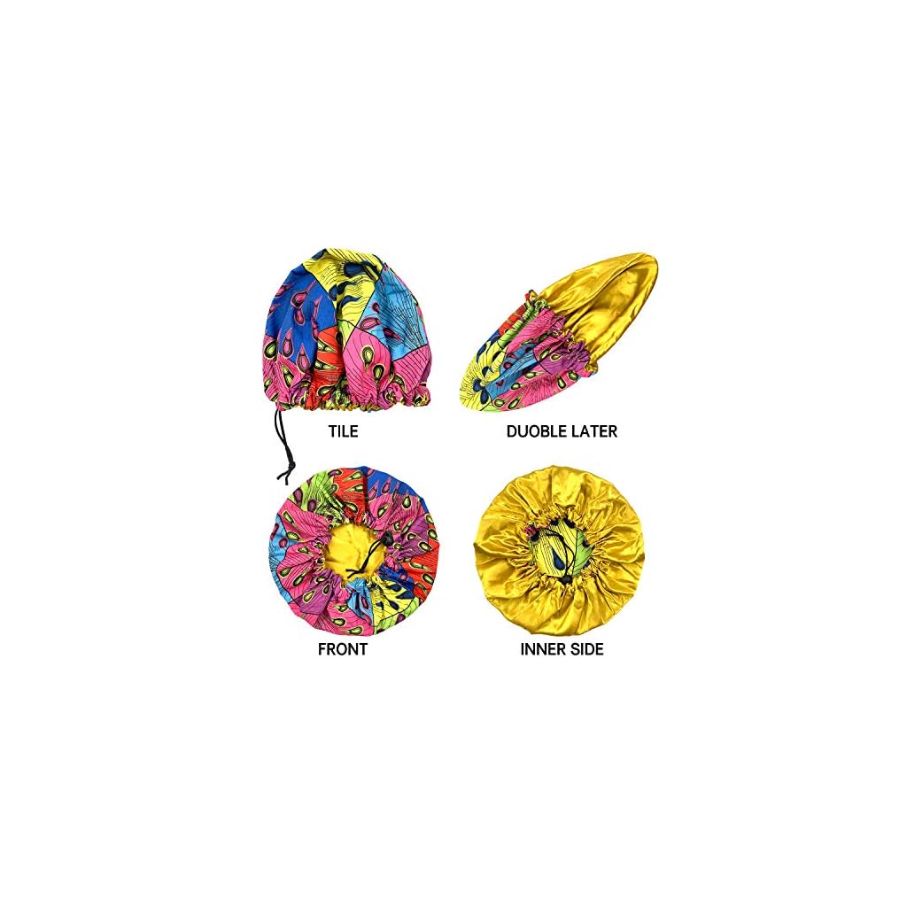 3 Pieces Kids Satin Bonnet Night Sleep Caps, Adjustable Double Layer ...