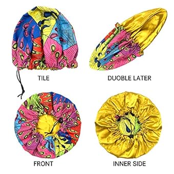 3 Pieces Kids Satin Bonnet Night Sleep Caps, Adjustable Double Layer ...