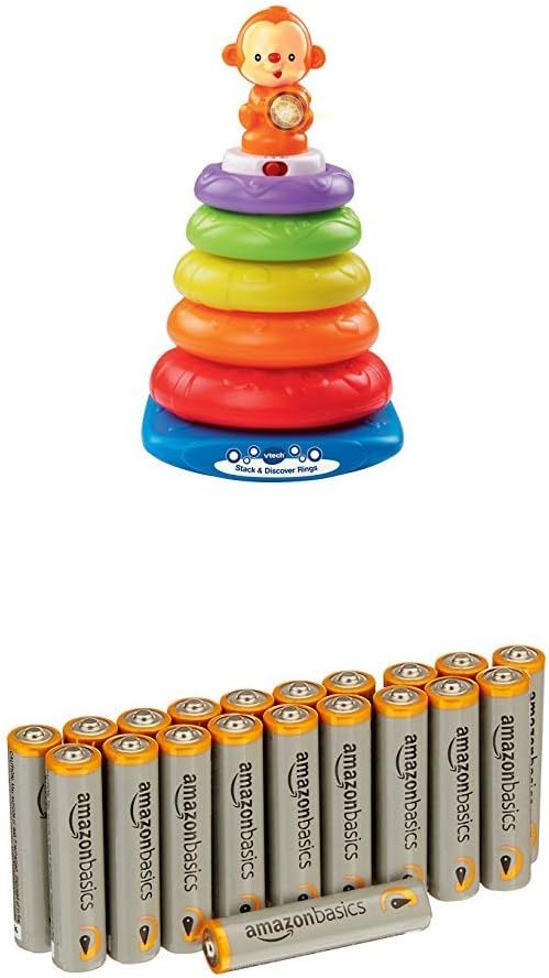 Vtech Baby Vtech Stack and Discover Rings with Amazon Basics Batteries ...