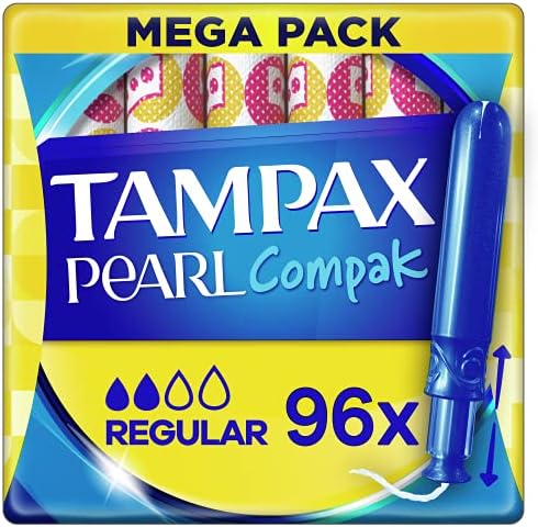 Always Tampax Pearl Compak Regular Tampons, 96 Count (Pack of 1) price ...