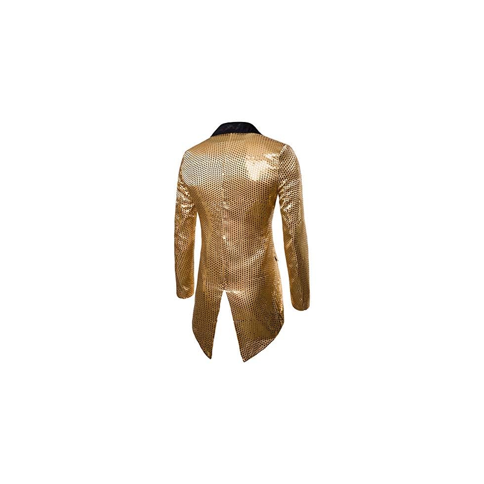 Cloudstyle Mens Sequin Tailcoat Swallowtail Suit Jacket Party Show Tux ...
