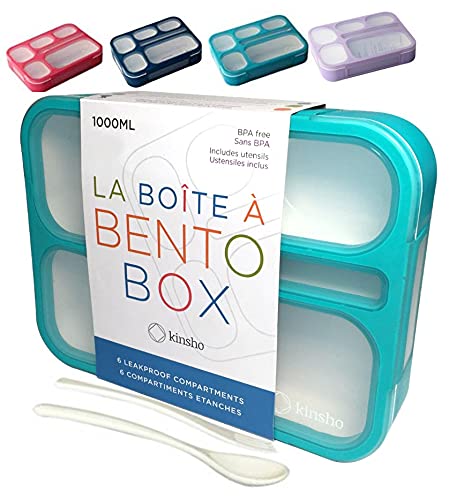 kinsho Bento Box Lunch-Box Containers for Kids, Adults | 6 Compartment ...