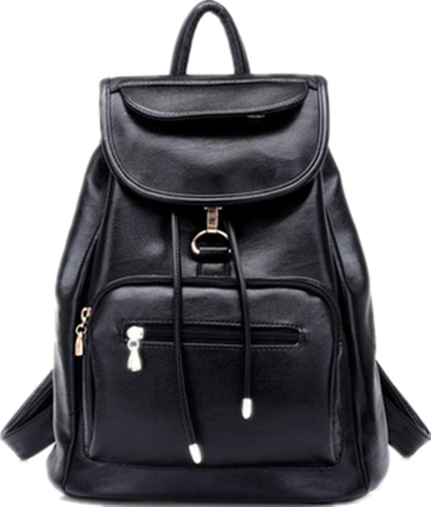 Stylish Korean Leather Casual Backpack School Bag Travel Bag - Black ...