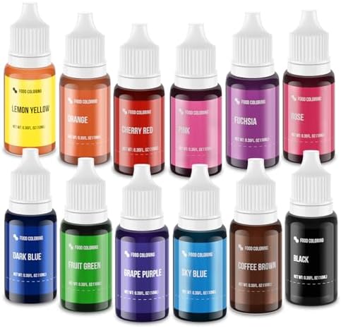 JIUPIN Food Coloring - 12 Color Rainbow Fondant Cake Food Coloring Set ...