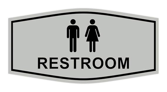 Signs ByLITA Fancy Unisex Restroom Sign Large Brushed Silver Retail ...