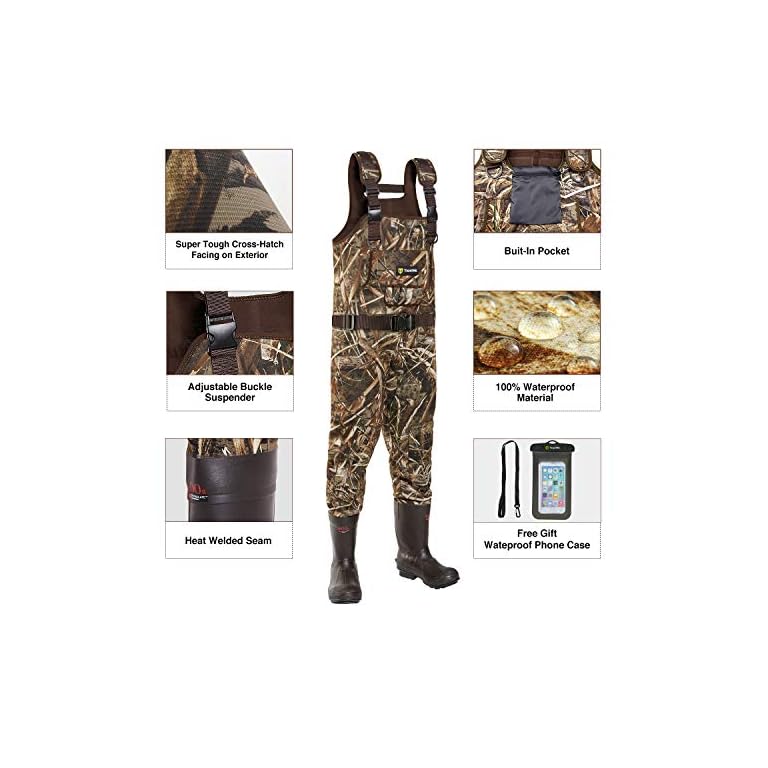 TIDEWE Hunting Waders with Boot Hanger & 600G Insulation, Waterproof ...