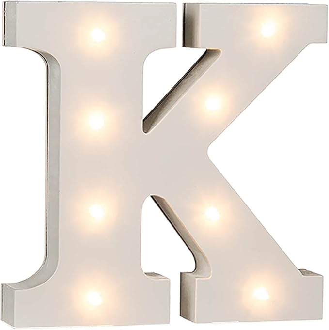 OOTB Illuminated Letter K Light with 8 LED, Wood, White: Amazon.co.uk ...